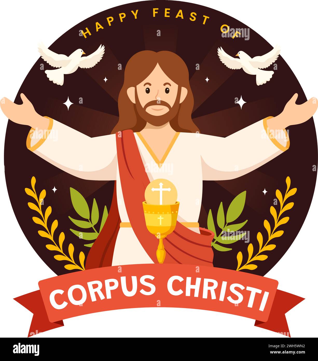Corpus Christi Catholic Religious Vector Illustration with Feast Day ...