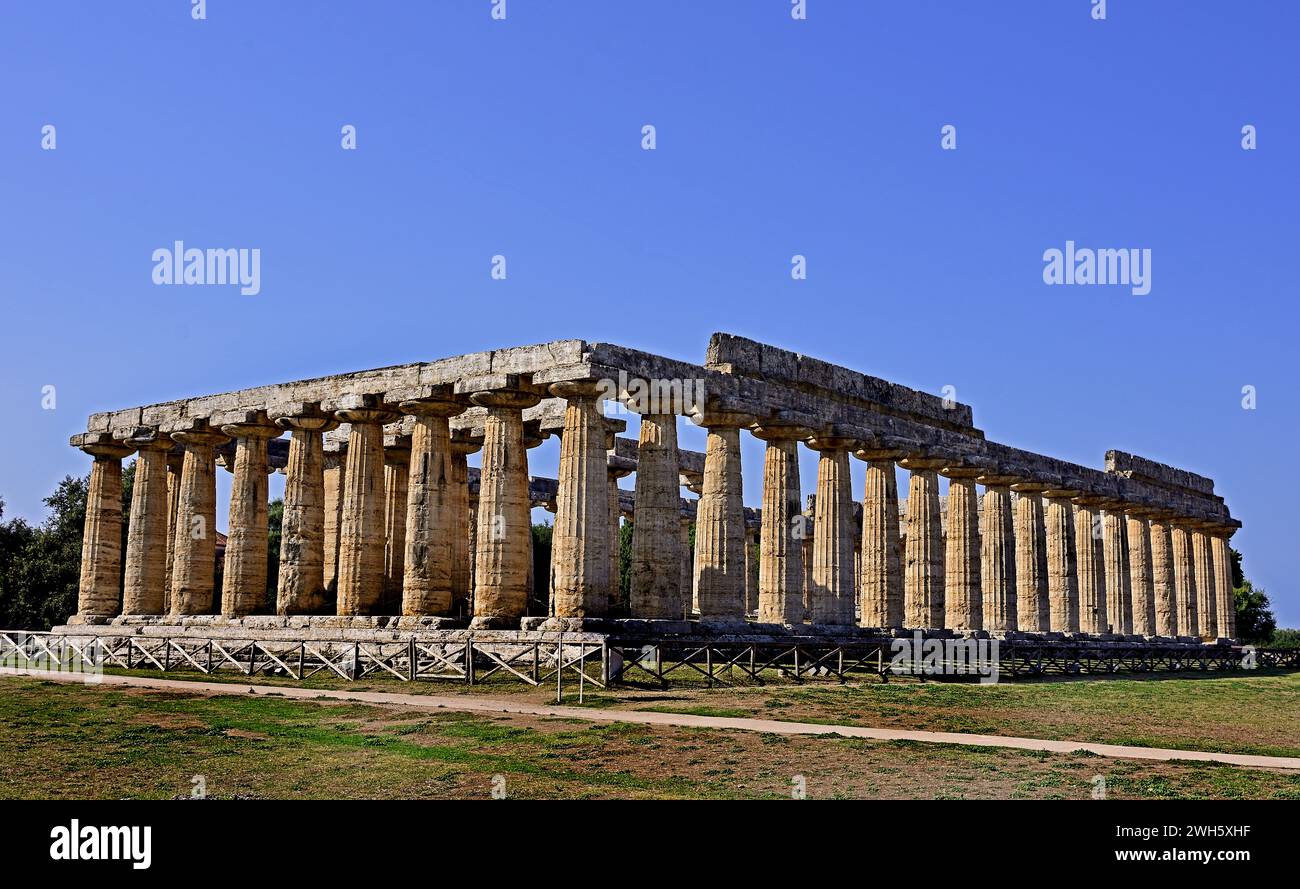 Temple of Hera (aka the Basilica), 530 BC. Paestum is an ancient Greek ...