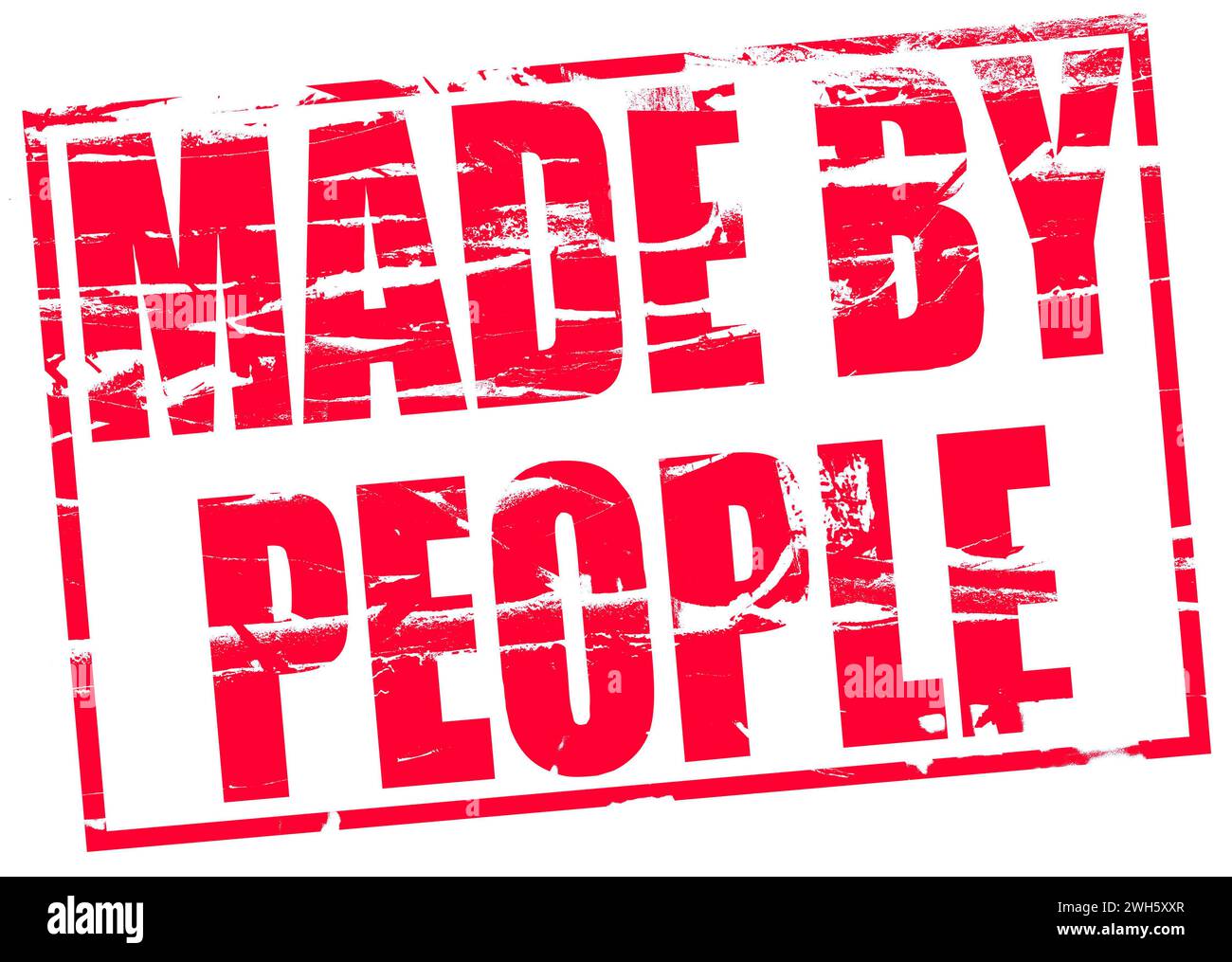 Illustration - Red rubber stamp Made by people With it seeming like ...