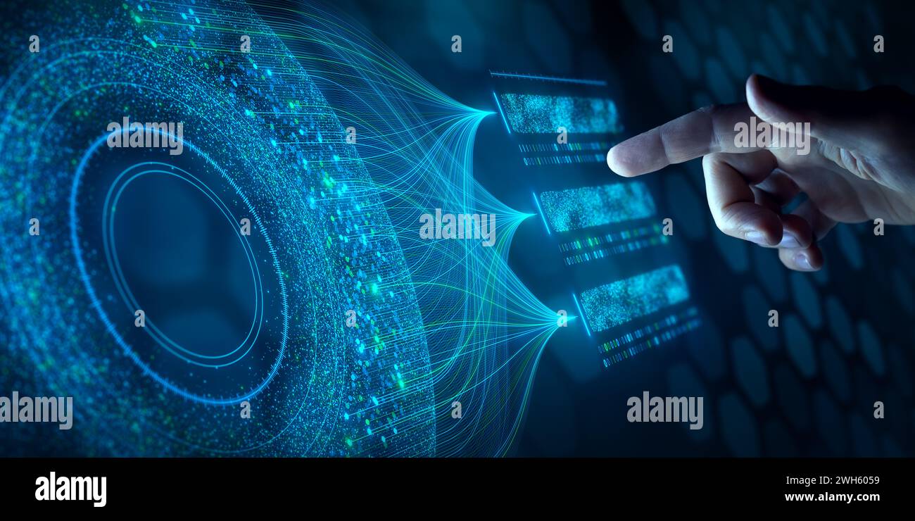 Big Data Analysis With AI Technology Person Using Machine Learning And