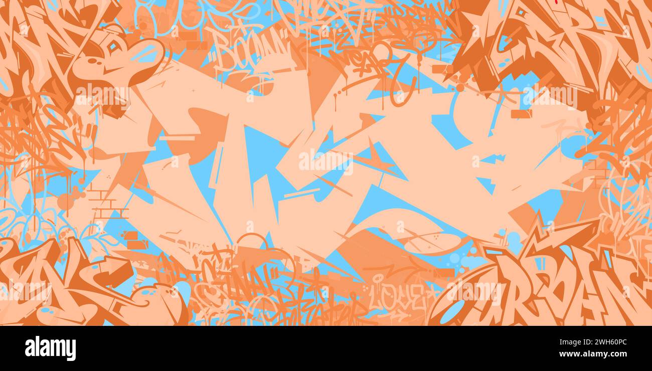 Cool Light Blue and Peach Fuzz Abstract Urban Style Hiphop Graffiti ...