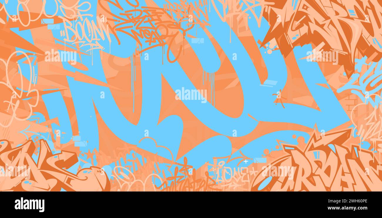 Light Blue and Peach Fuzz Abstract Urban Style Hiphop Graffiti Street ...