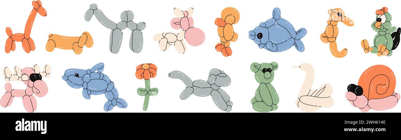 Various balloon animals collection Stock Vector Image & Art - Alamy