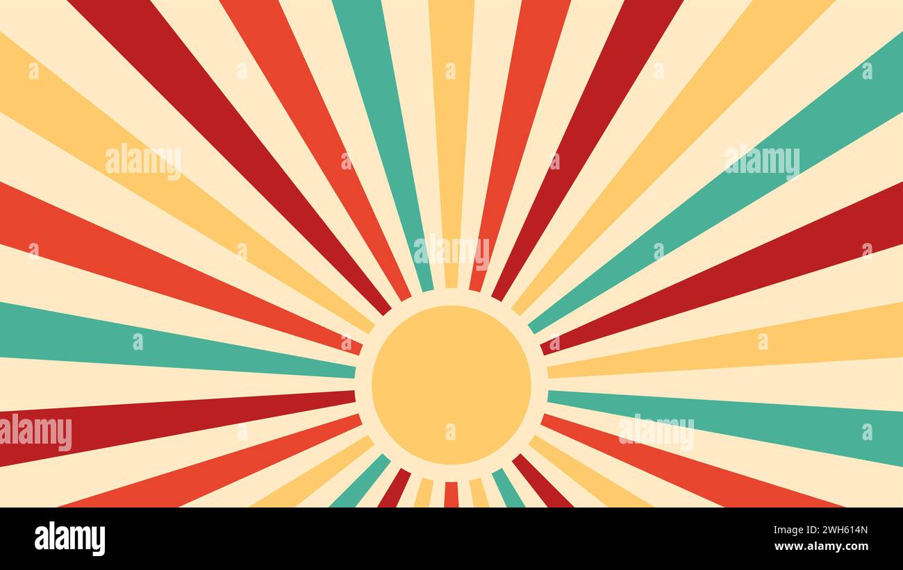 Retro sun rays, summer sunshine burst and beams of vintage sunburst, vector background. Circus ...