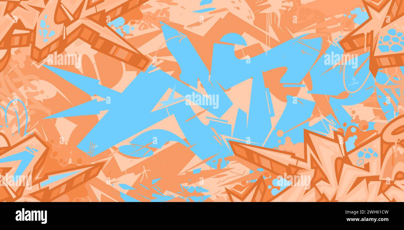 Trendy Light Blue and Peach Fuzz Abstract Urban Style Hiphop Graffiti ...