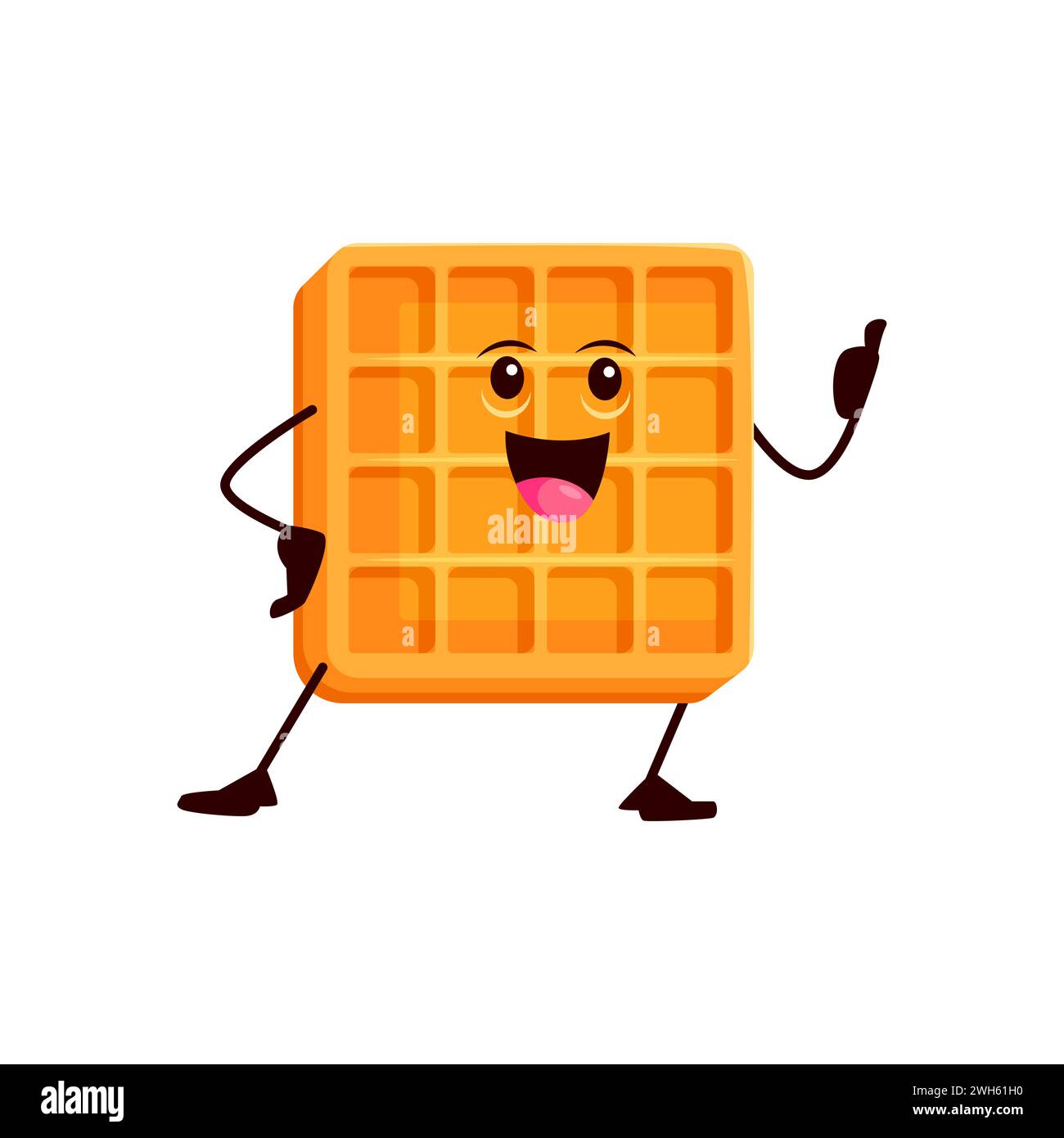 Cartoon funny Belgian wafer bakery character. Isolated vector crispy ...