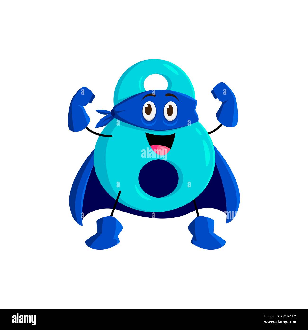Cartoon math number eight superhero character with expressive and ...