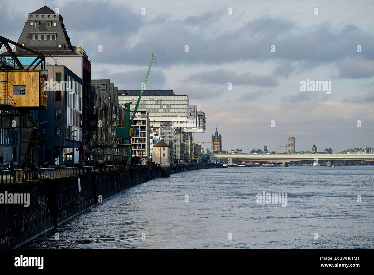 COLOGNE, GERMANY - 5 FEBRUARY, 2024: Rheinauhafen. Waterfront promenade ...