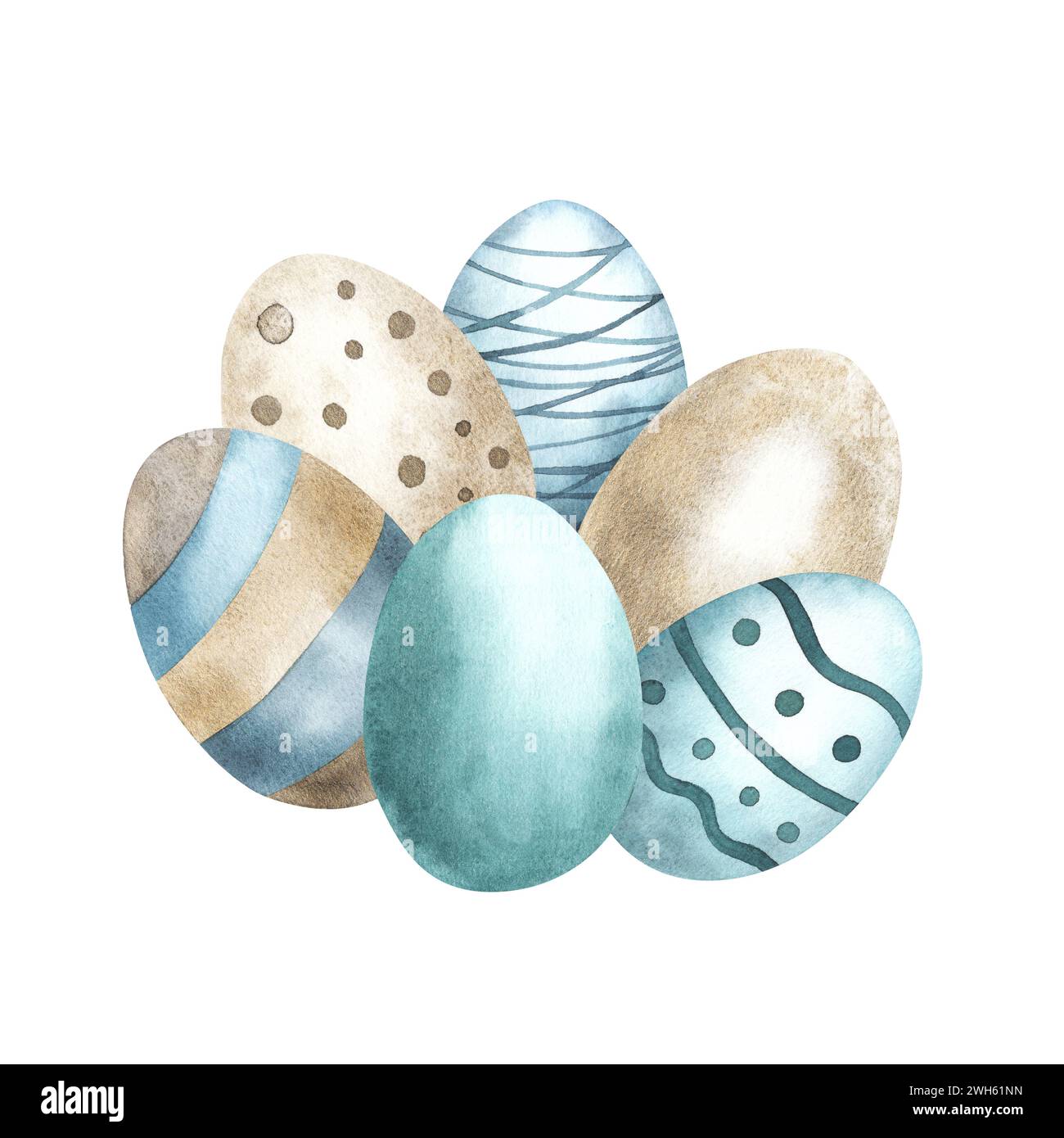Hand drawn Easter eggs watercolor set. Illustration for greeting card ...
