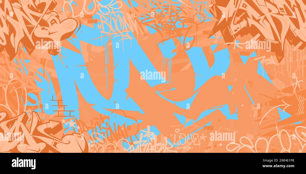 Cool Peach Fuzz Trendy Abstract Urban Style Hiphop Graffiti Street Art ...