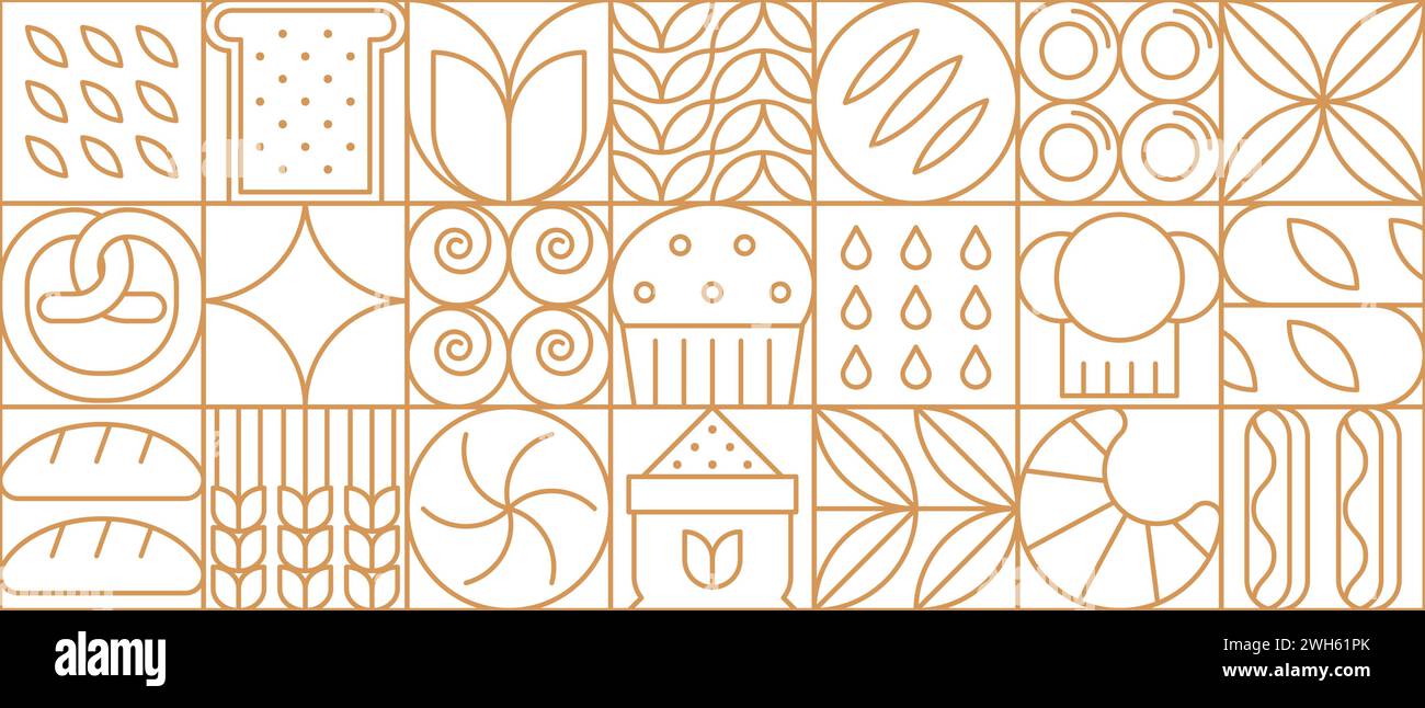 Abstract bakery and bread modern line geometric pattern. Vector ...
