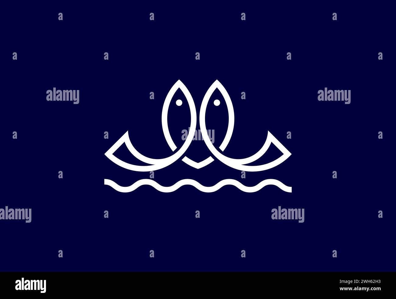 Line art style fish logo design vector template Stock Vector Image ...