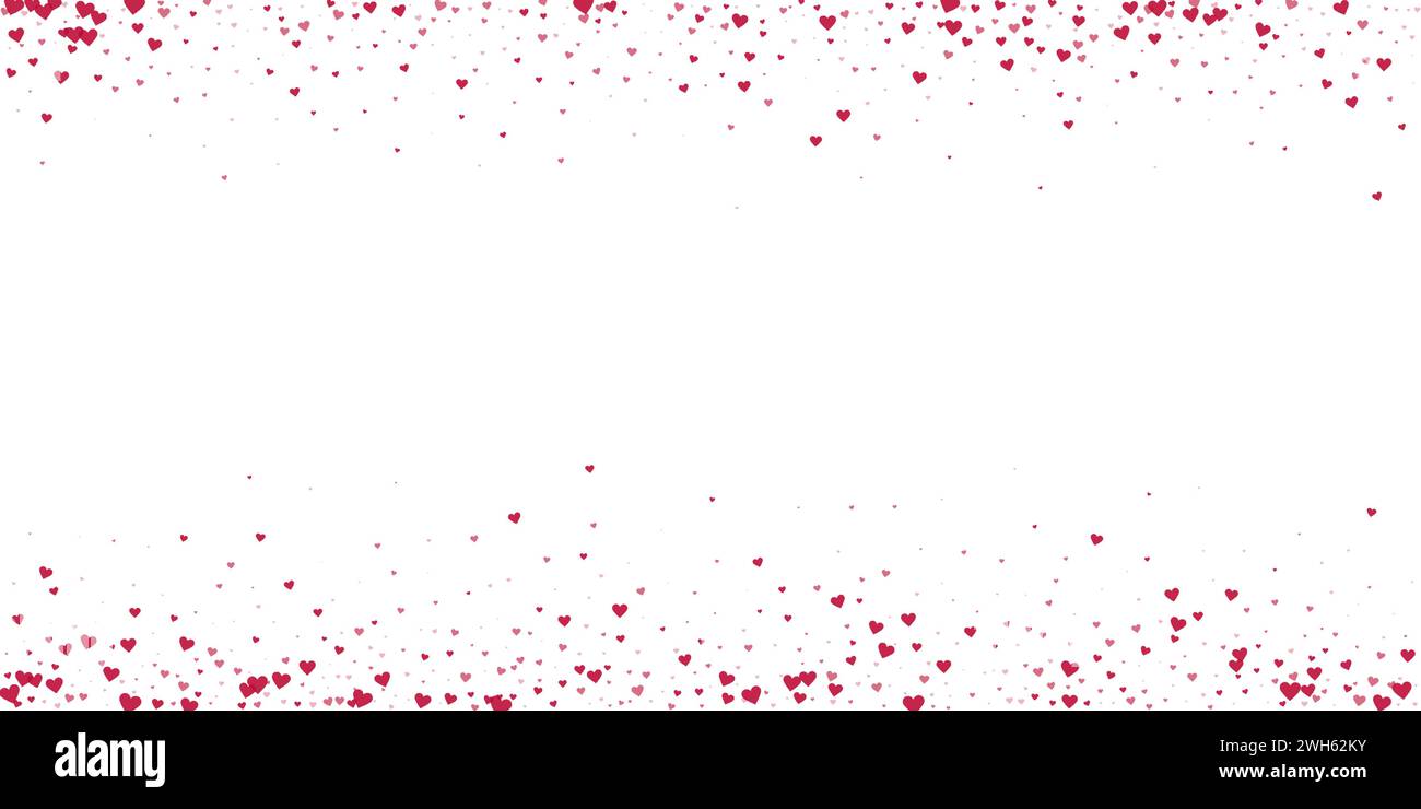 Valentine hearts, flying, falling down, floating. Red hearts scattered ...