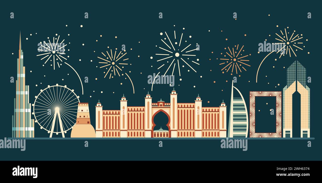 Lighting dubai architecture Stock Vector Images - Alamy