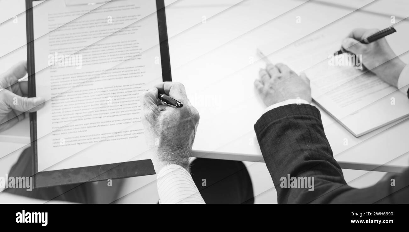 Human hands working documents Black and White Stock Photos & Images - Alamy