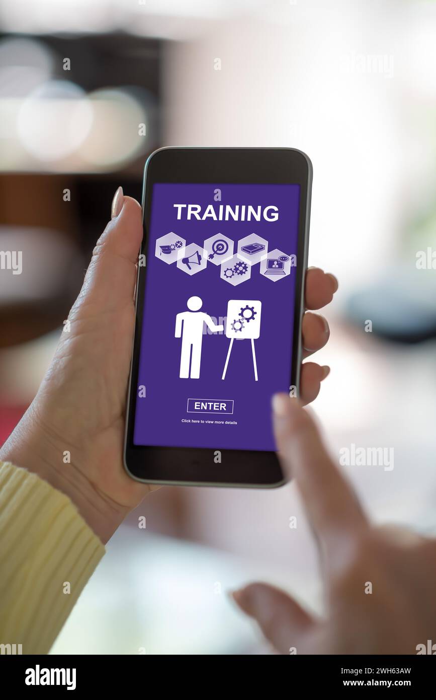 Smartphone screen displaying a training concept Stock Photo - Alamy