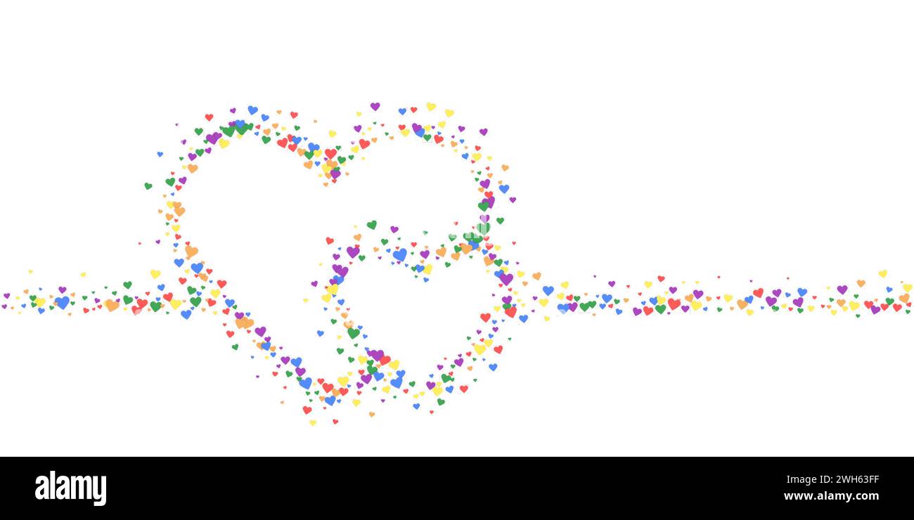 Valentine hearts, flying, falling down, floating. Rainbow colored ...