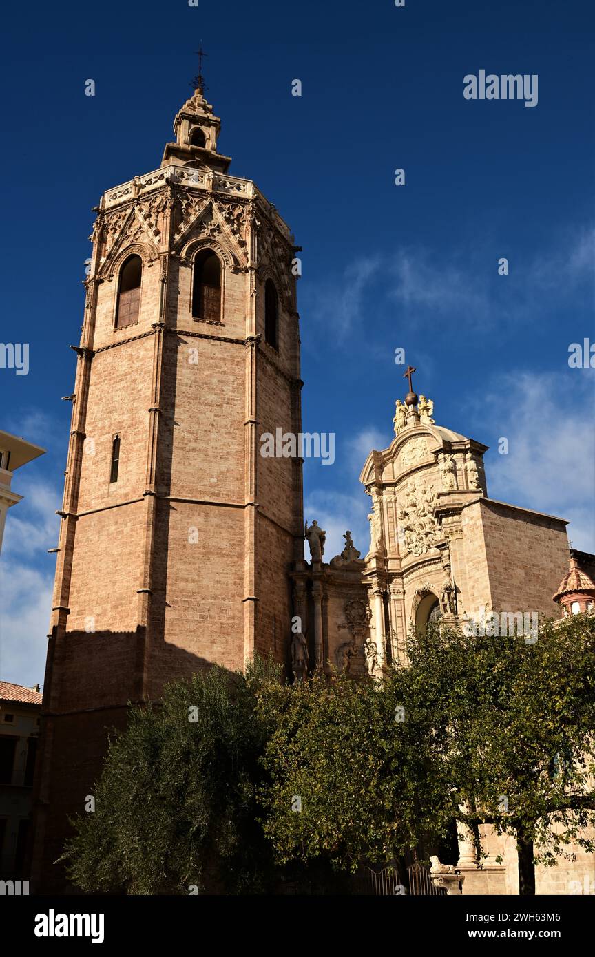 An exterior view of the architectural detail of the large cathedral ...
