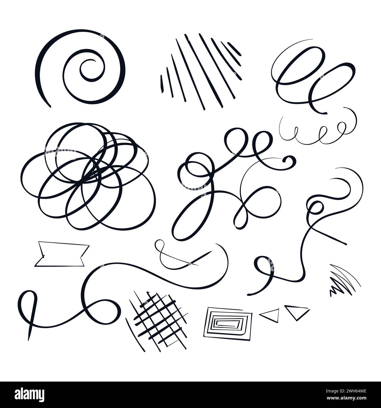 Random Hand Drawn Scribble Doodle symbols Vector Random Hand drawn ...