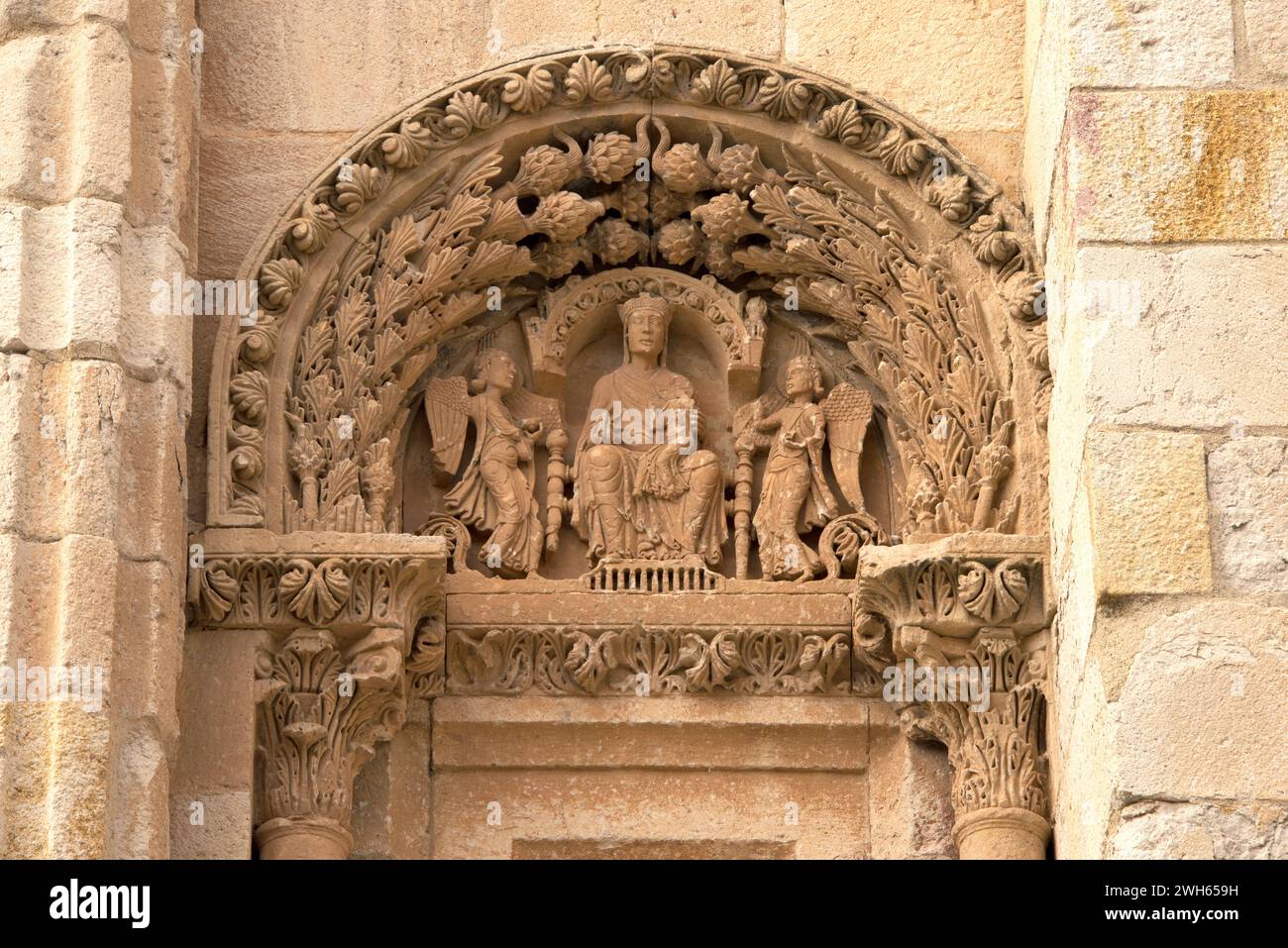 Zamora city, cathedral (romanesque 12th century). Bishop portico detail ...