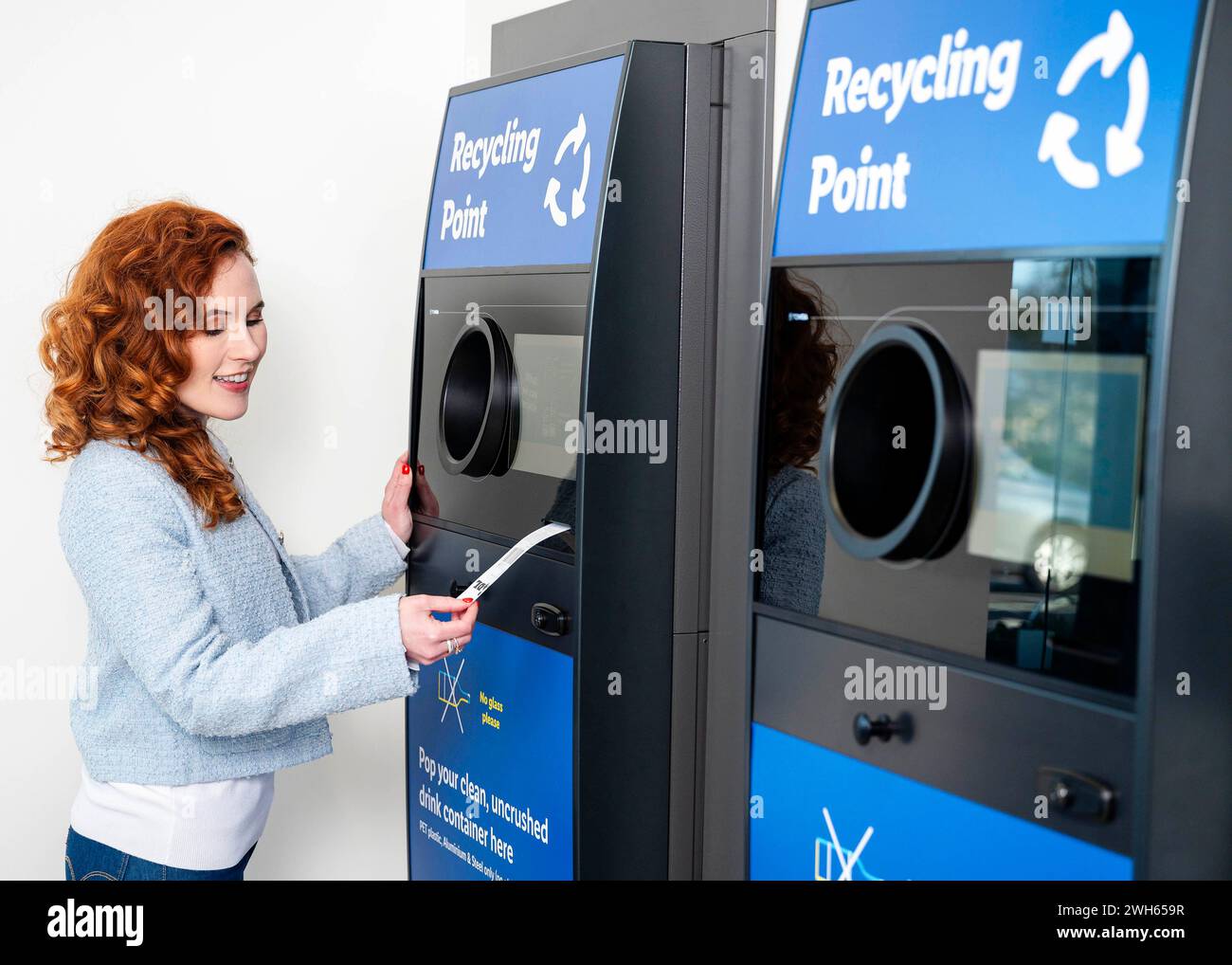 EDITORIAL USE ONLY Francesca Flynn uses the new recycling point that ...