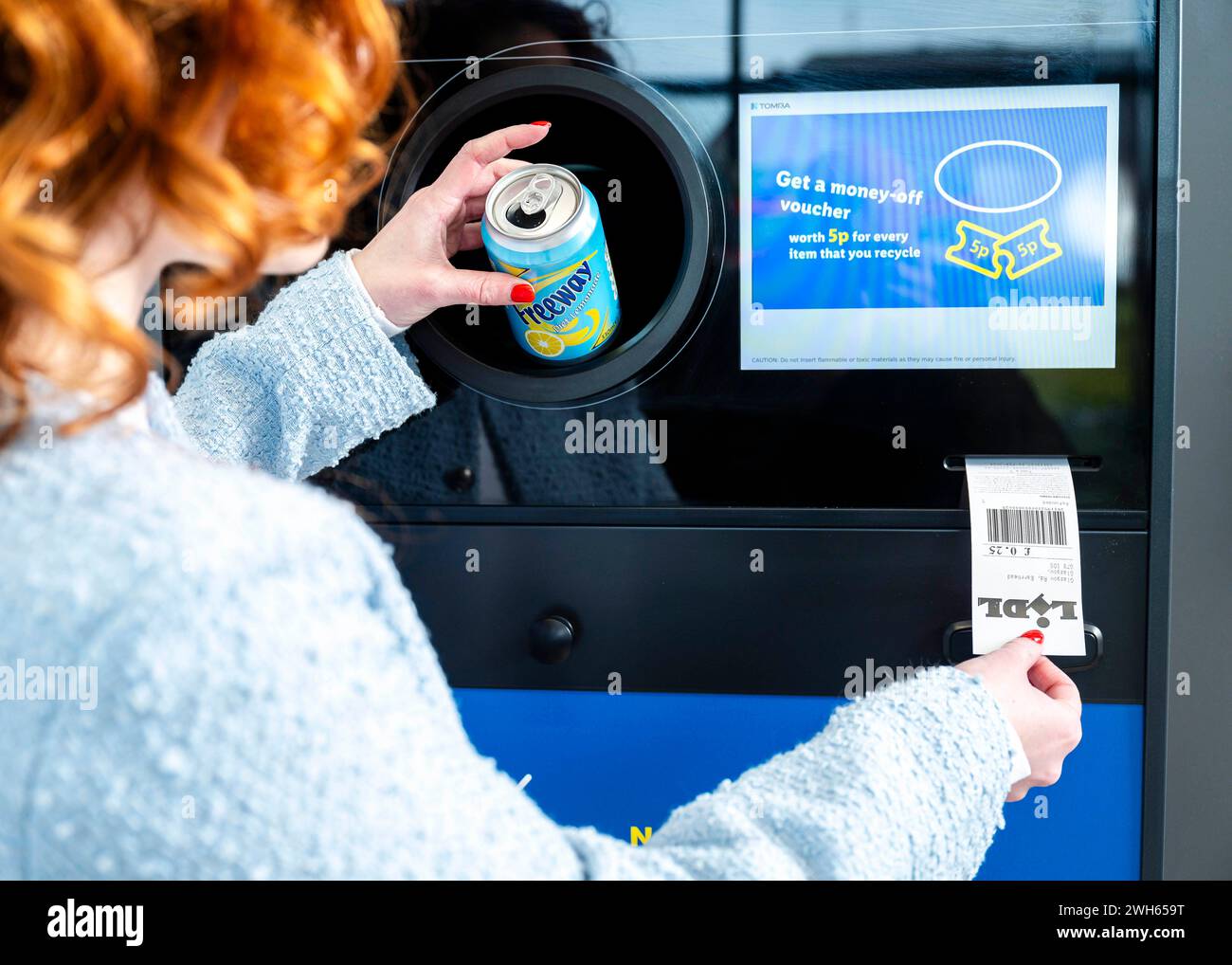 EDITORIAL USE ONLY Francesca Flynn uses the new recycling point that ...