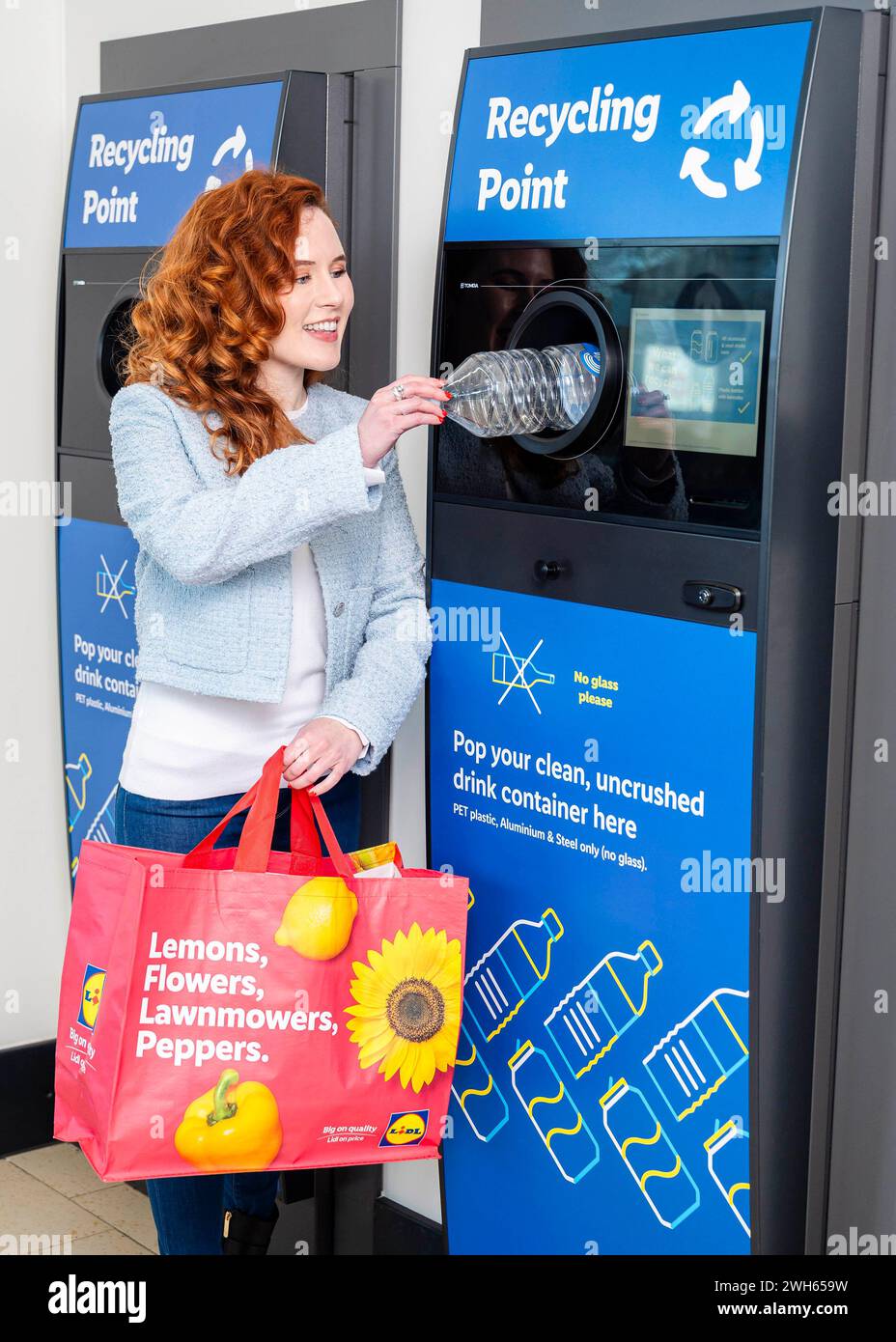 EDITORIAL USE ONLY Francesca Flynn uses the new recycling point that ...
