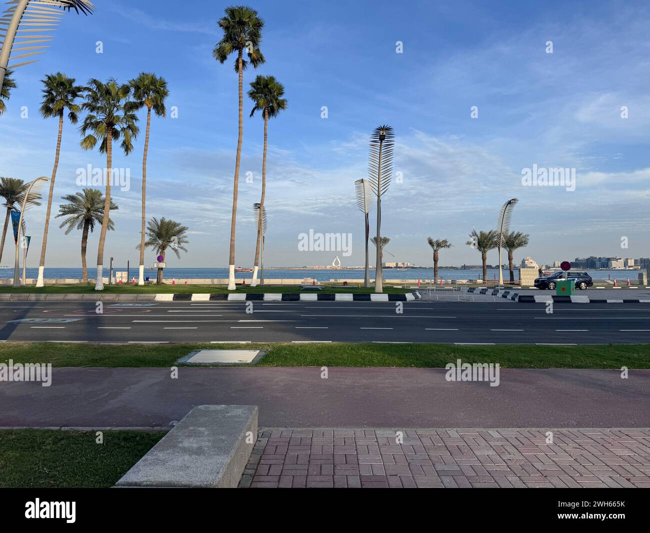 Beautiful view of the Doha corniche Road with blue sky Stock Photo - Alamy