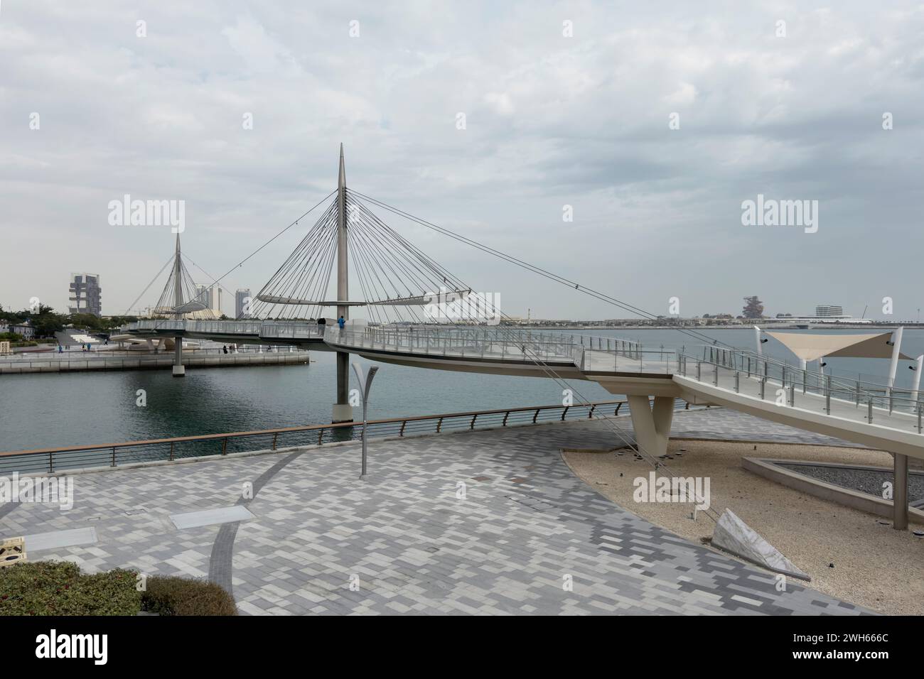 Lusail Bridge Qetaifan Island Lusail boulevard Qatar. Hanging Bridge Lusail Stock Photo - Alamy