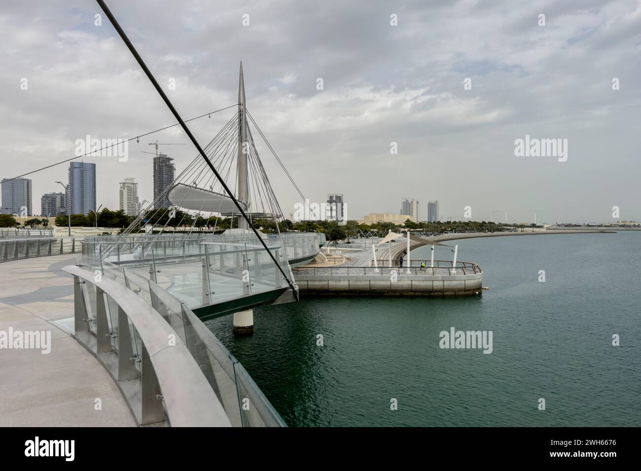 Lusail Bridge Qetaifan Island Lusail boulevard Qatar. Hanging Bridge Lusail Stock Photo - Alamy