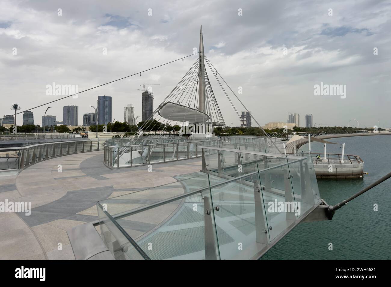 Lusail Bridge Qetaifan Island Lusail boulevard Qatar. Hanging Bridge Lusail Stock Photo - Alamy