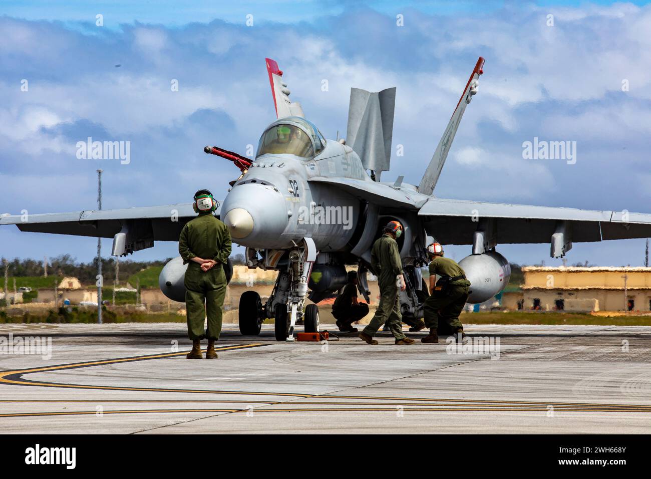 U.S. Marines F/A-18C Hornet aircraft at Andersen Air Force Base, Guam ...