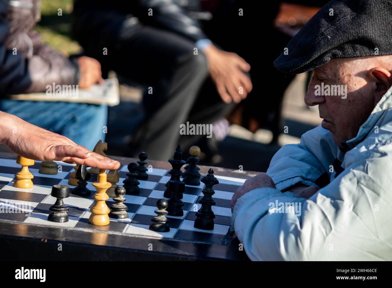 Grandpa playing chess board game hi-res stock photography and images ...