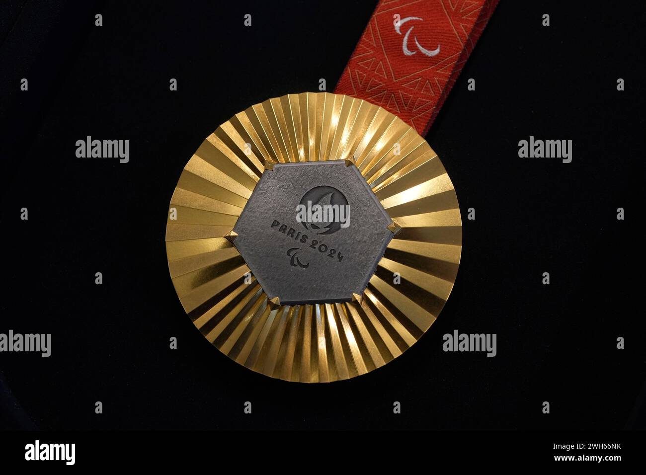 The Paris 2024 Paralympic gold medal is presented to the press, in ...