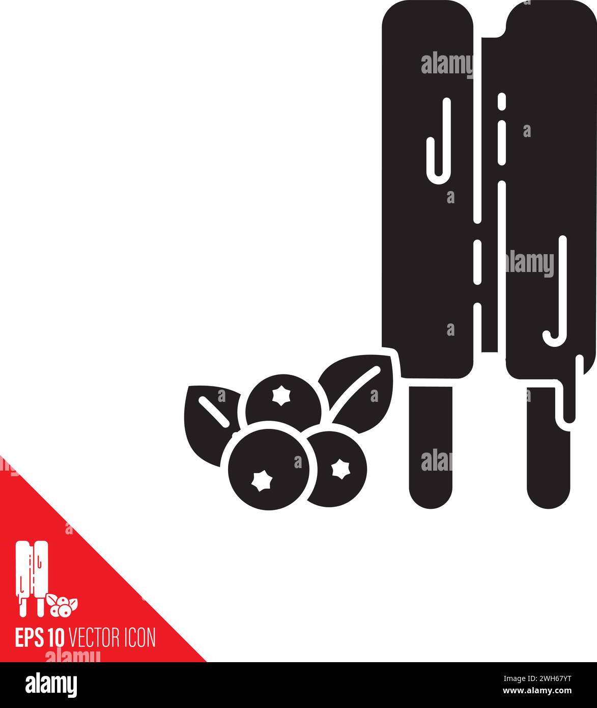 Blueberry popsicle and blueberries vector glyph icon Stock Vector Image ...