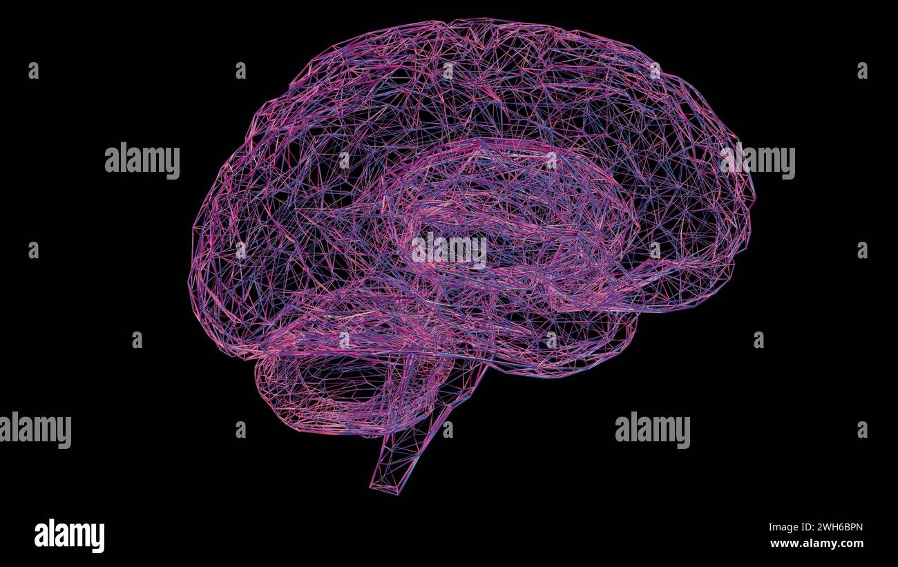 3D holographic brain with various colors and an intriguing image ...