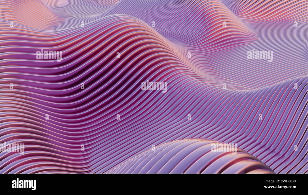 Waves of dynamic waveforms with effects, creating a visually rhythmic and harmonious composition ...