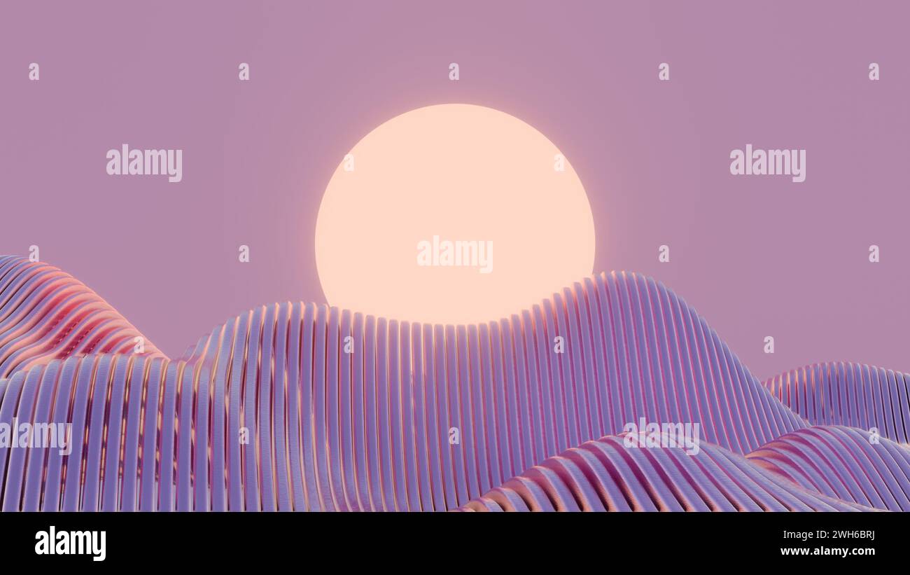 3D minimalist animation with a retro wave vibe, featuring pastel colors ...