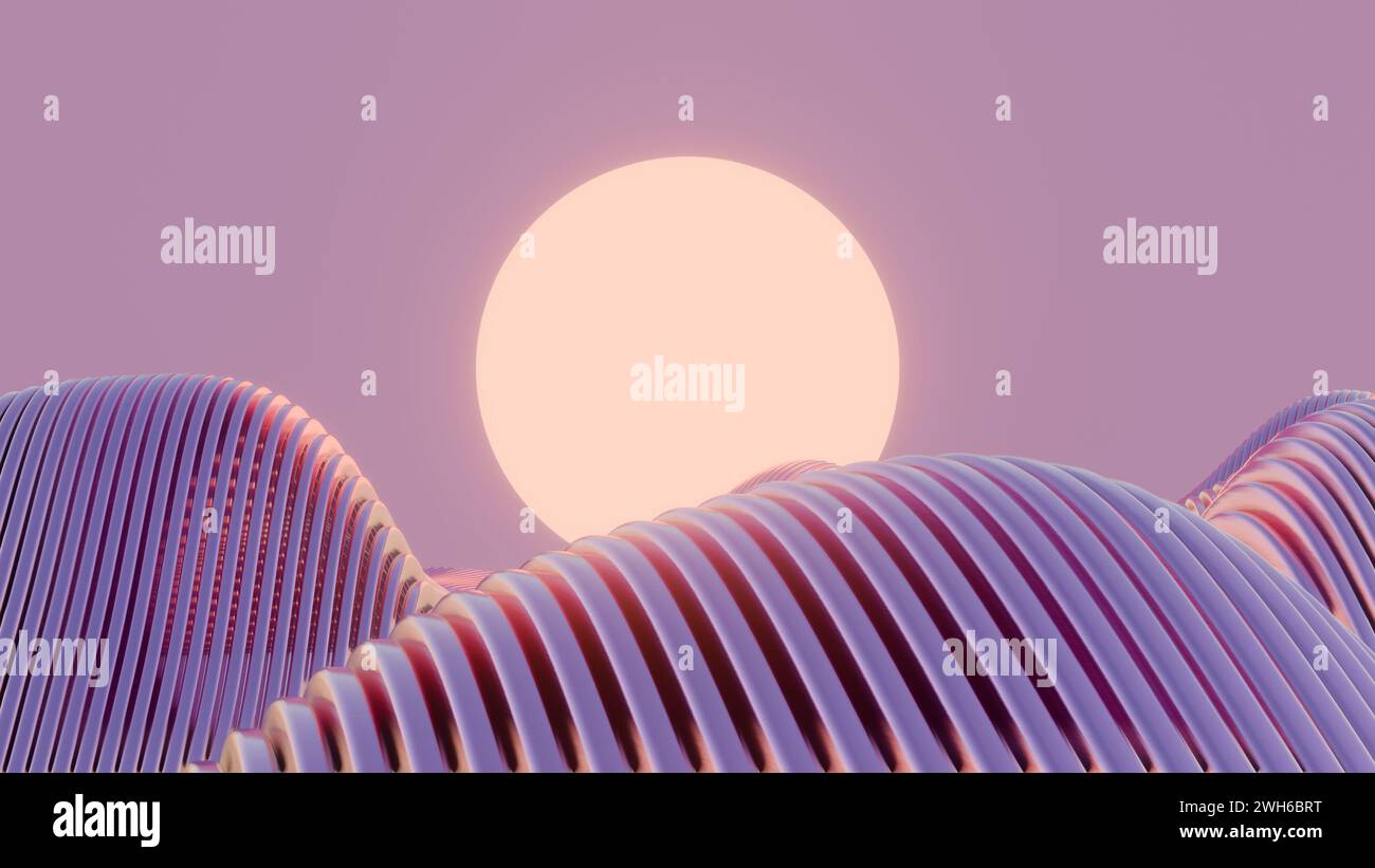 3D minimalist animation with a retro wave vibe, featuring pastel colors ...