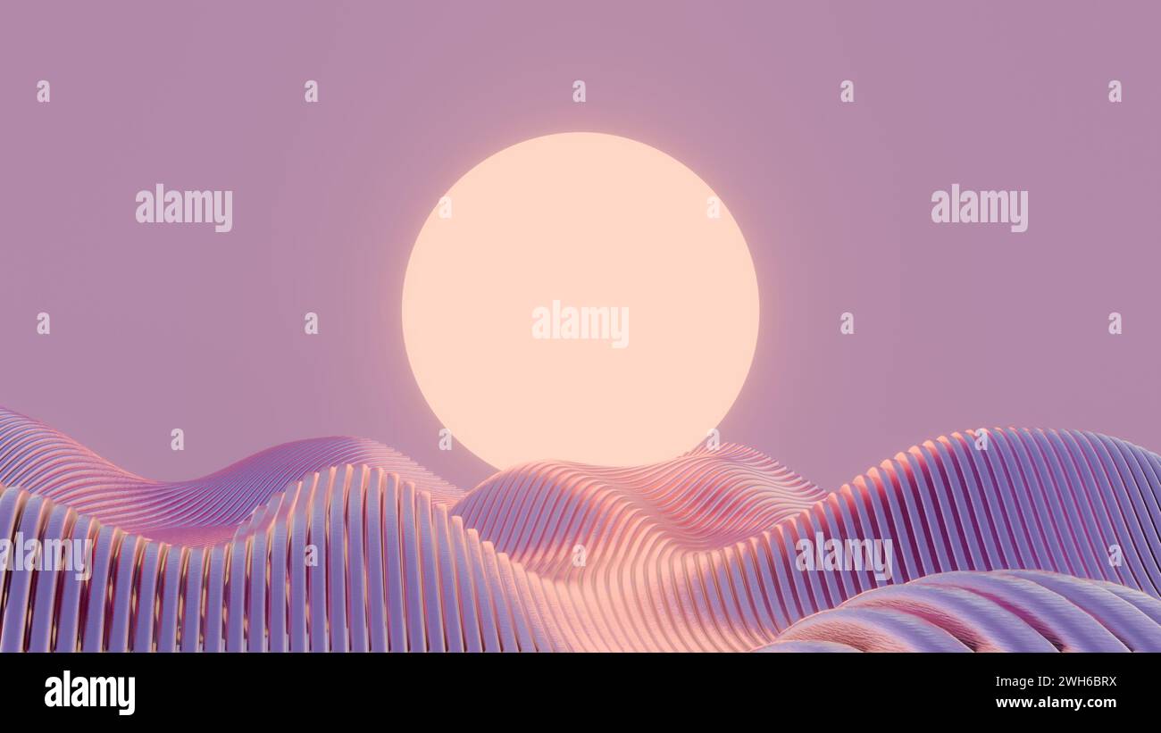 3D minimalist animation with a retro wave vibe, featuring pastel colors ...