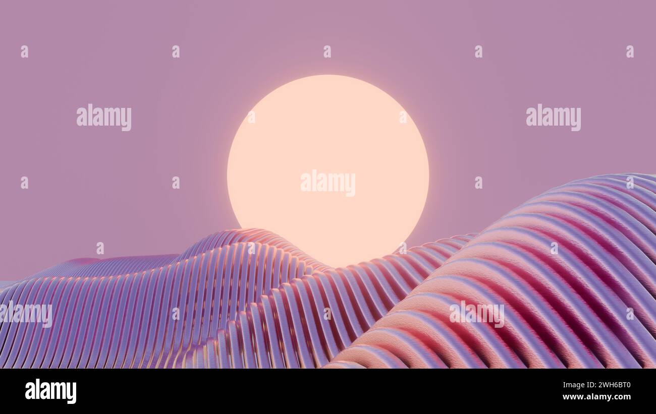 3D minimalist animation with a retro wave vibe, featuring pastel colors ...