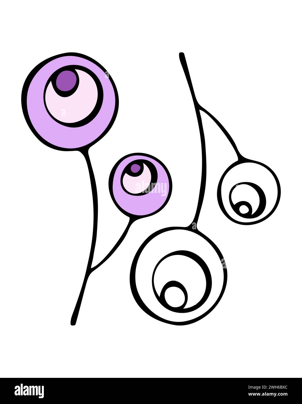 This image depicts a simple black line drawing of two elegant vines ...