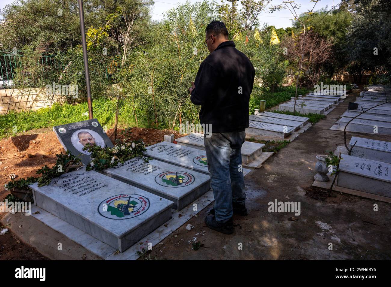 Beirut, Lebanon. 08th Feb, 2024. Grave of Hamas deputy leader Saleh al ...