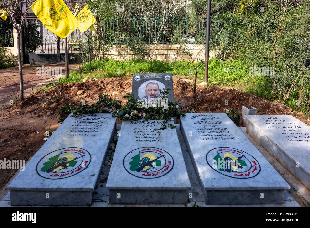 Beirut, Lebanon. 08th Feb, 2024. Grave of Hamas deputy leader Saleh al ...