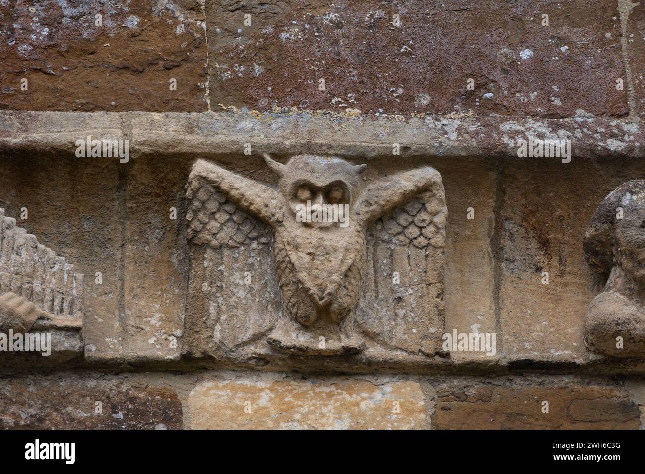 North aisle corbel table carving, St. Mary`s Church, Adderbury ...
