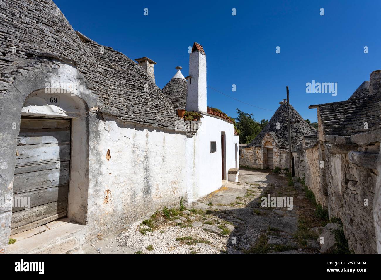 The Trulli of Alberobello, the typical limestone houses in the province ...