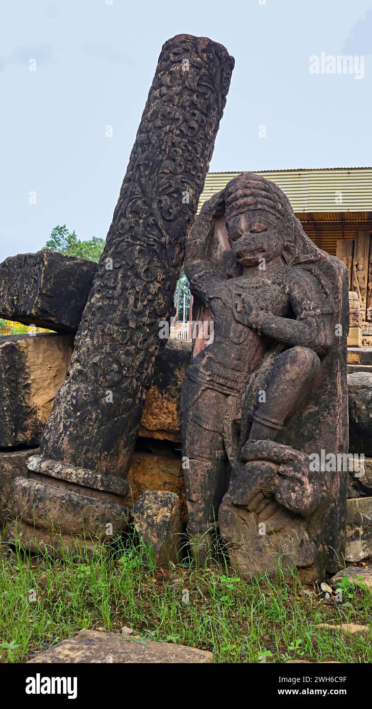 Statue of Lord Hanuman and Broken Pillar in the Campus of Devrani ...