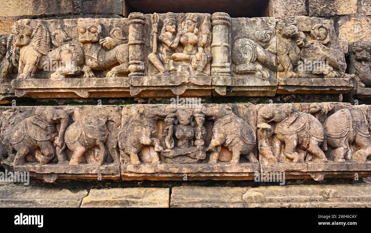 Carving Panels of Yali, Elephants, Shiva Parvati and Gajalakshmi on the ...