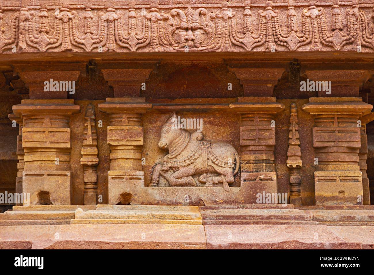 Carving of Nandi on the Kakatiya Rudreshwara Temple or Ramappa Temple ...