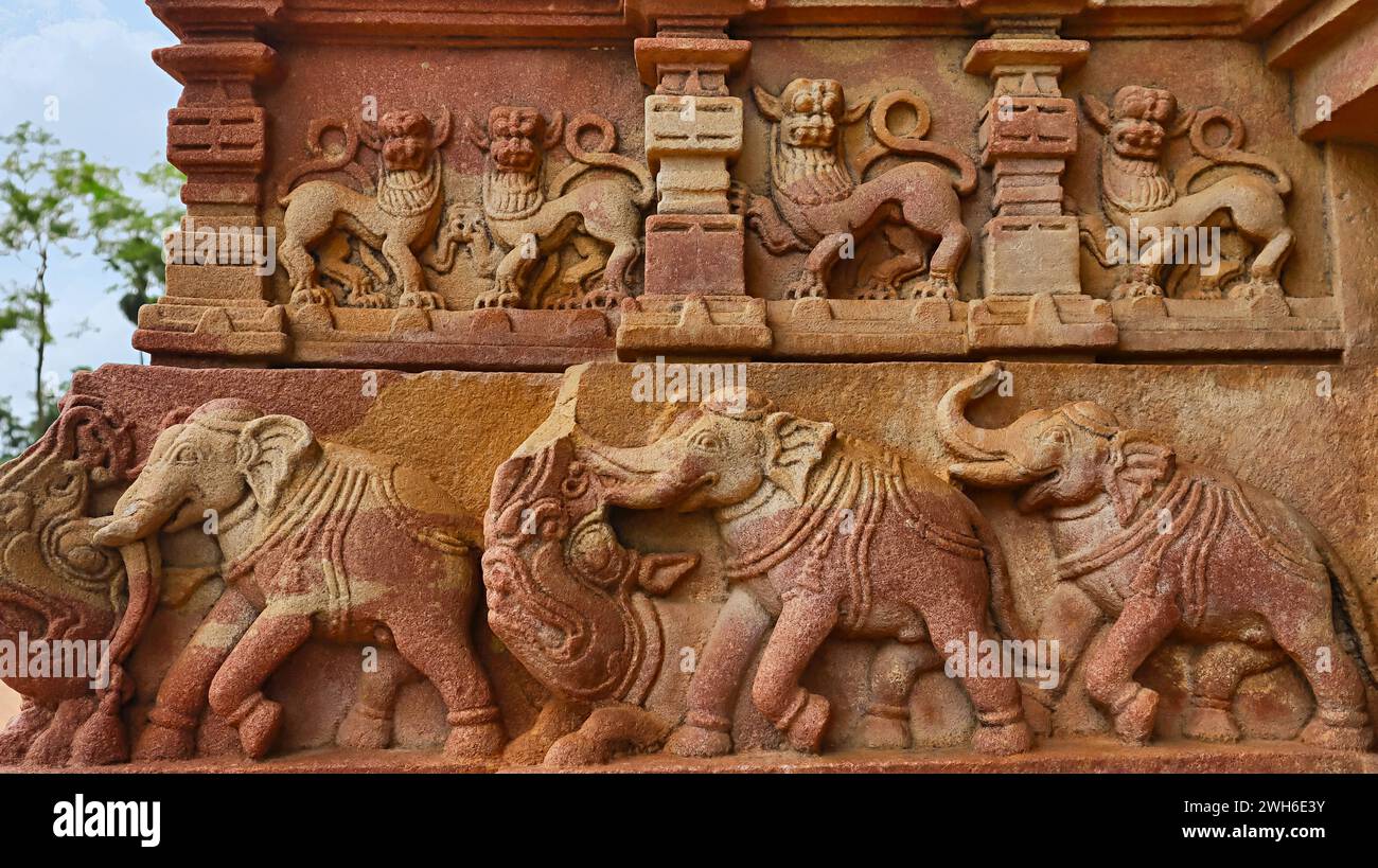Carving Panels of Elephants and Yali on the Kakatiya Rudreshwara Temple ...